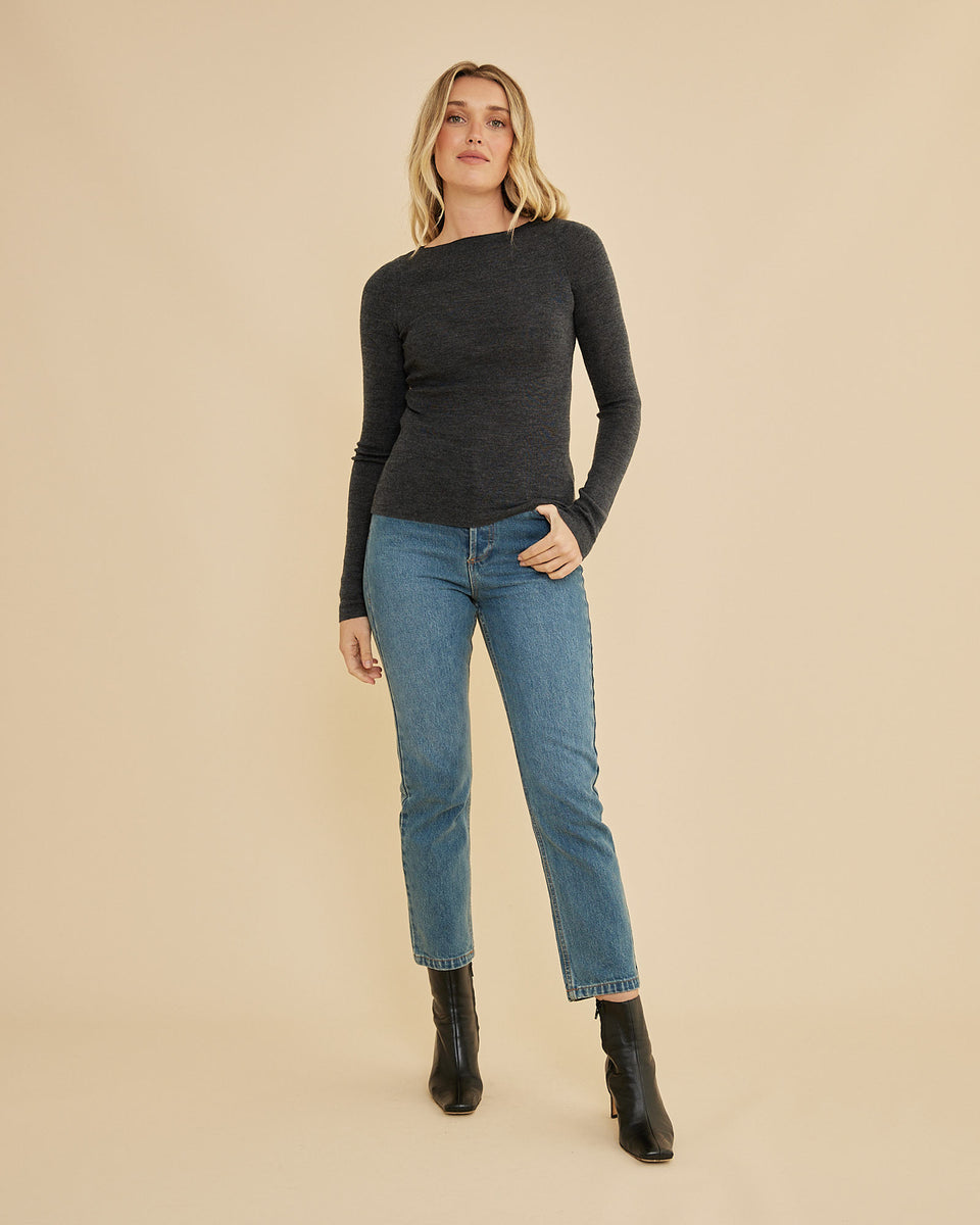 Ellie Merino Knit Boat Neck - Grey – Amelius