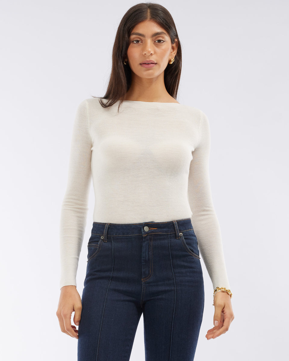 Ellie Merino Knit Boat Neck - Cream – Amelius