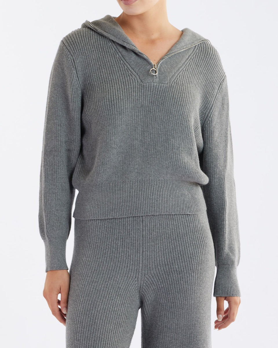 Eline Knit Quarter Zip Polo - Grey – Amelius