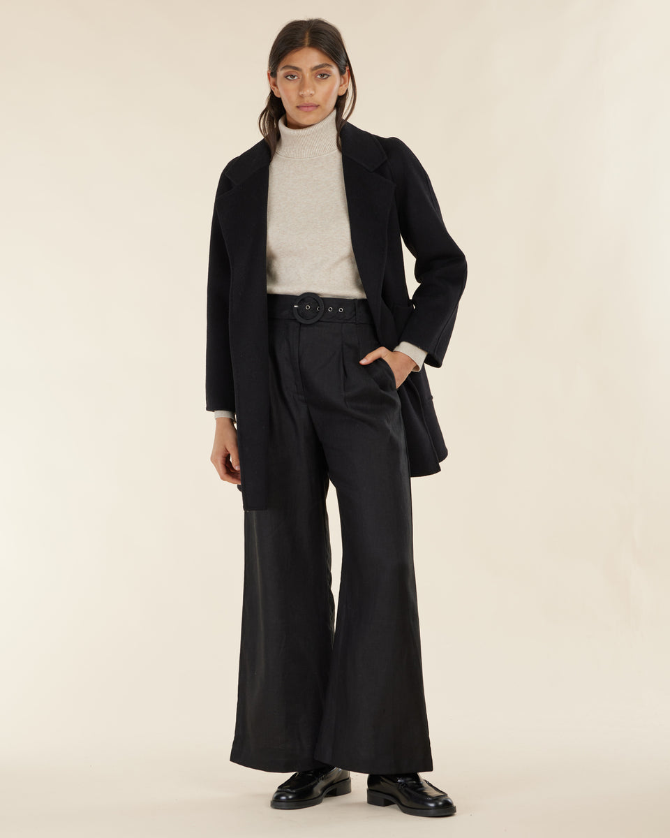 Fontaine Single Breasted Robe Coat - Black – Amelius