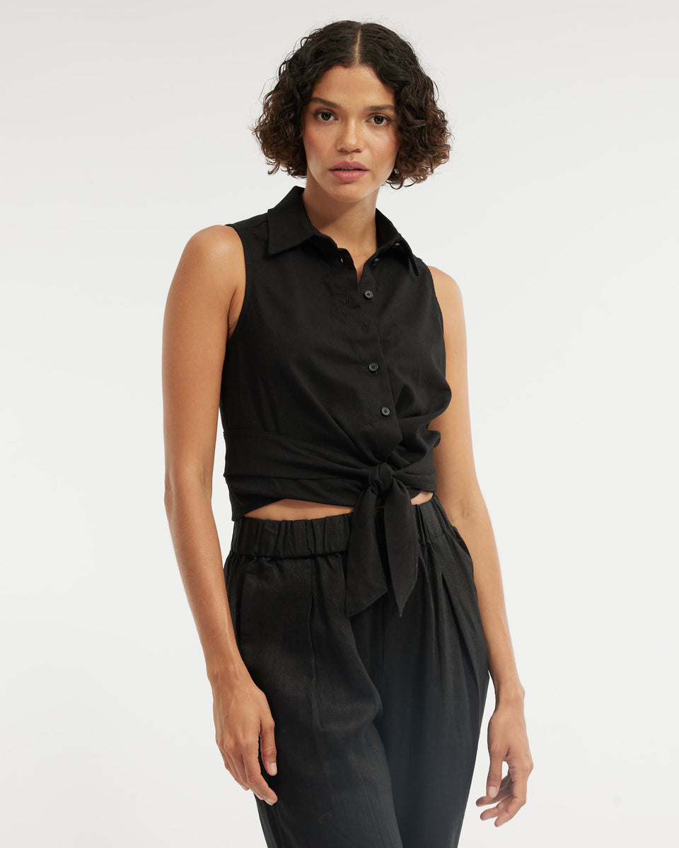 Naomi Wrap Crop Shirt - Black – Amelius